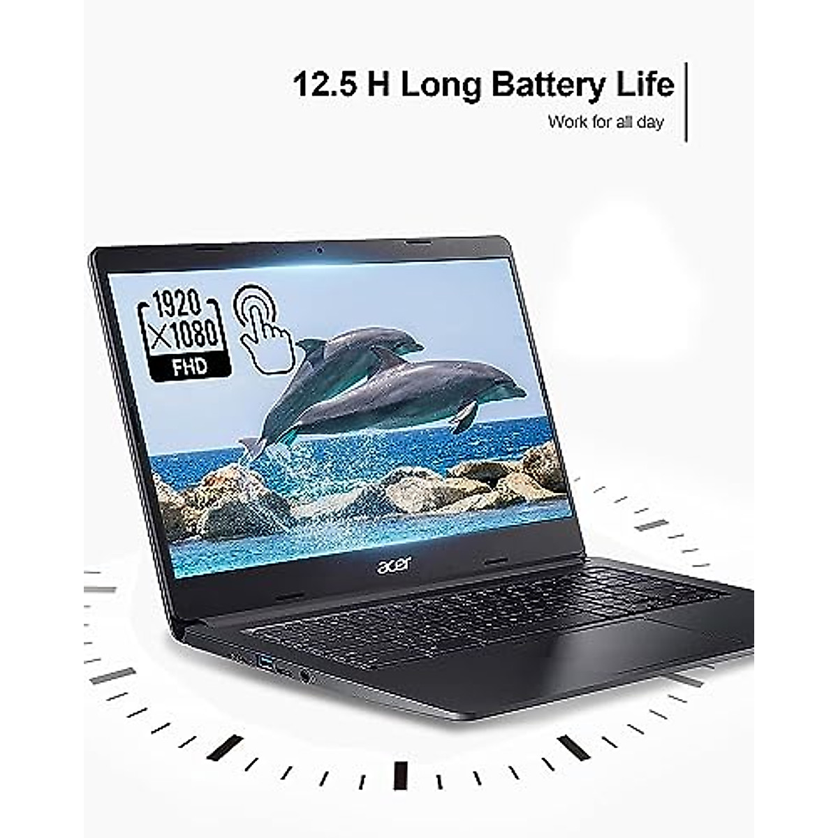 acer Chromebook 314 Laptop for Student & Business, 14" Full HD Touchscreen, 4GB RAM, 64GB eMMC, Quad-Core Intel Celeron N4020, 12.5H Long Battery Life, Intel UHD Graphics, WiFi, Black, Chrome OS