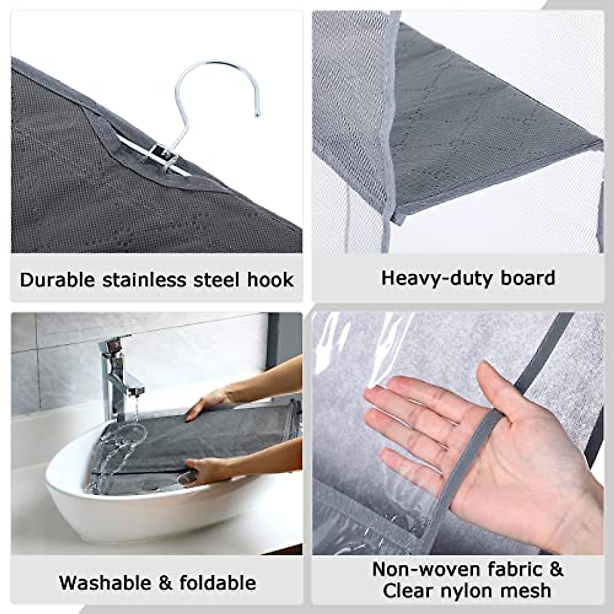 7 Pcs Hanging Purse Organizer for Closet, 3 Pcs 4-Shelf Closet Purse Shelf Hanger and 4 Pcs 2-Shelf Handbag Organizer, Breathable Mesh Purse Storage Organizer Bag Holder for Wall Closet Wardrobe