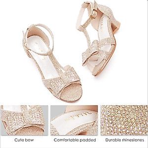 Walofou Big Kid Toddler Little Kid Dress up Princess Party Sandals Champagne Flower Shoes (3001 Champagne 2)