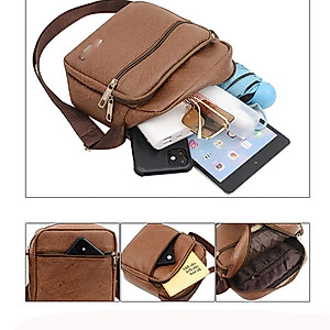 WYFDP Men's Fashion PU Leather Shoulder Bags Crossbody Handbag Leather Messenger Sling Bag Pack For Male (Color : Blue, Size : 22 * 20 * 9cm)