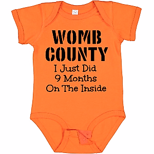 inktastic Womb County I Just Did 9 Months on The Inside Baby Bodysuit Newborn Orange 1558b