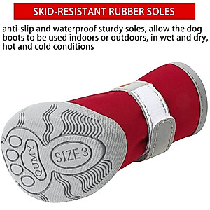 QUMY Dog Shoes for Small Dog, Puppy Dog Boots & Paw Protectors for Winter, Summer Hot Pavement, Waterproof in Rainy Weather, Ourdoor Walking, Indoor Hardfloors Skid-Resistant Soles Size 2 Red