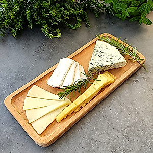 ECOSALL Wood Serving Tray 13 inch - Small Platter for Food, Cheese, Bread, Meat. Decorative Wooden Tray for Jewelry, Keys, Coins, Candles, Bathroom - Bar Display Tray with Easy Carry Grooved Handles