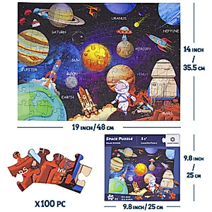 Anzon Mories Solar System Puzzle 100 Pieces (Unique Shape), Space Large Kid Jigsaw Size 19x14, Educational Preschool Universe Planet Learning Toy for Boy, Girl, Teenager, Children 3 4 5 6 7 8