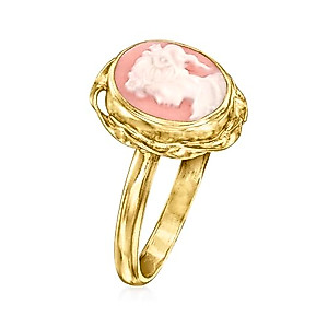 Ross-Simons Italian Pink Porcelain Cameo Ring in 18kt Gold Over Sterling. Size 6