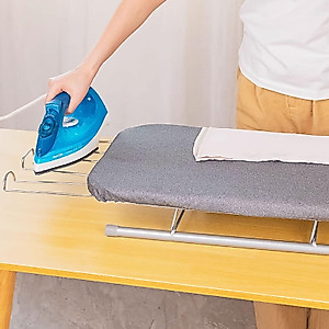 Tabletop Iron Board with Ironing Guard, Portable Ironing Board with Iron Rest, Foldable Mini Ironing Board with Heat-Resistant Cover and Cotton Pads（37×12.4in） (Black)