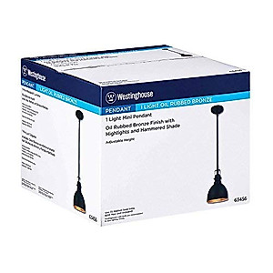 Westinghouse Lighting 6345600 One-Light Mini Pendant Hammered Oil Rubbed Bronze Finish with Highlights