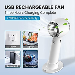 LUCHEN Handheld Fan Personal Mini Fan Portable USB Rechargeable Adjustable Desk Table Fan for Kids Girls Women Men Home Office Indoor Office Outdoor Travel White