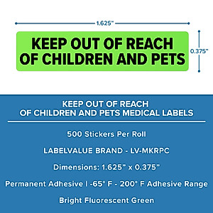 LabelValue.com | Keep Out of Reach of Children and Pets Medical Healthcare Labels - 500 Labels Per Roll