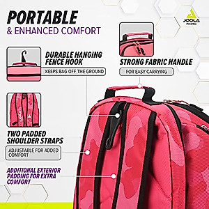 JOOLA Pickleball Bag - Vision II Deluxe Pickleball Backpack - Large Paddle Bag fits 4 Pickleball Paddles & Gear - Fence Hook, Extra Pockets, Ventilated Shoe Storage - Pink