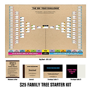 Family Tree Chart - Includes a Really Big, Fill-in-The-Blanks 38" x 25" 7-Generation Genealogy Chart and 16-Page Journal which Covers 200-Years of Your Family's History