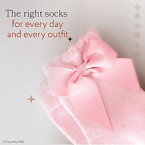 CozyWay Baby Knee High Bow Socks For Baby Girls Infant 6-12 Months 5-5 Pack