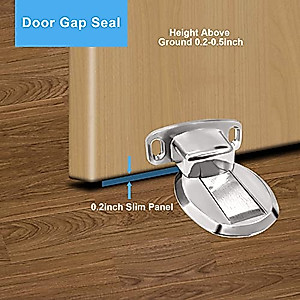 GGIENRUI Magnetic Door Stopper Floor Door Stop Magnetic Heavy Duty Door Holder for Keep Door Open with 3M Self Adhesive and Conceal Screw Mount, 2pcs, Silver