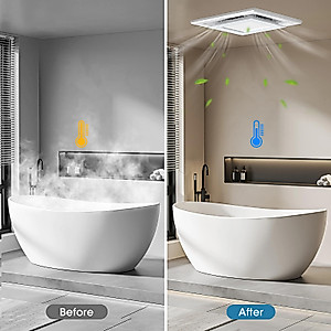 Tesansi Bathroom Exhaust Fan with Light, 12W Bathroom Fan with LED Light Combo - 100 CFM & 1.0 Sones, 3000K/4000K/5000K Adjustable - Low Noise Ventilation Fan for Home/Bath/Office/Hotel