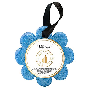 Spongelle Freesia Pear Wild Flower Buffer Body Scrubber | Bath & Shower Loofah for Women | Exfoliator with Body Wash Infused Sponge | 14+ uses