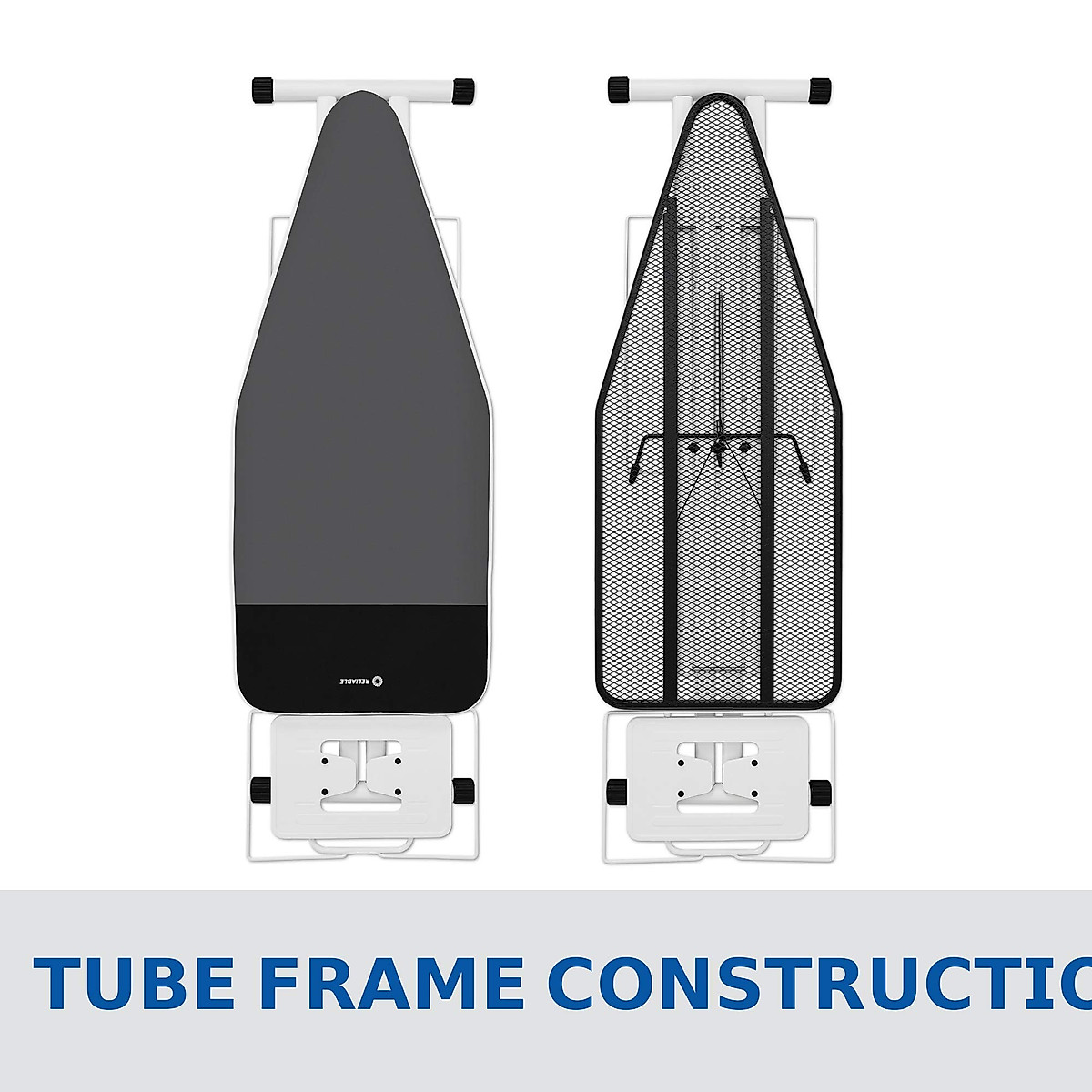 Reliable 220IB Home Ironing Board - Made In Italy Portable Ironing Board with Vera Foam Memory Foam Cover Pad and Conex Heat Resistant Zone, 7 Step Height Adjustment, Strong Iron Rest and Laundry Rack