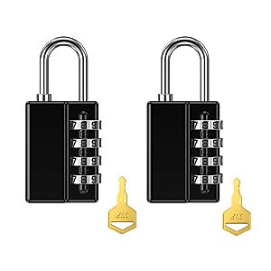 KeeKit Combination Padlock, 4 Digit Combination Lock, Resettable Waterproof Gate Lock for Locker, Gym, Fence, Case, School & Employee Locker, Toolbox – 2 Pack, Black