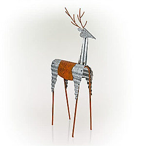 Alpine Corporation JUM324 Alpine Sheet Metal Reindeer, Outdoor Festive Decoration for Garden, Lawn, Yard Holiday décor, 30