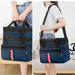 Dual Insulated Lunch Bag for Men Women, Expandable Lunch Bags Volume 36 Cans, Leakproof Camping Coolers Portable Lunch Tote for Adult Picnic Beach Travel Hiking Work Office Lunchbox