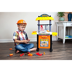 Kids Tool Bench, 32 Piece Toddler Workbench with Toddler Tool kit, Pretend Play Tool Set for Kids, Kids Workbench STEM Role Play Construction Toy Tool Bench, Indoor & Outdoor Set for Kids Ages 3+
