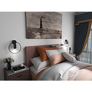 jengush Battery Operated Wall Sconces Light Set of 2,modern Wireless Wall Lamps,wall Lights with Remote Control,wall Lights Fixture Wall Sconces for Bedroom,living Room,bedside (Color : Black)