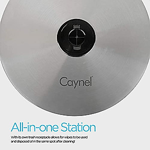 CAYNEL Floor Standing Wipe Dispenser with Built-in Trash Receptacle, Stainless Steel for Gyms, Schools, Commercial Facilities