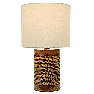 Decor Therapy TL15455 Cali Rope Wrapped Polyresin Accent Lamp, Natural, Faux Wood