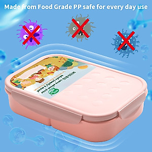 MISS BIG® Bento Box for Kids,Bento Box & Lunch Box,Leakproof, No BPAs/Chemical Dyes,M/W, D/W & Fridge Safe,1150ml Large Lunch Box for School, Picnic, Travel (Pink)