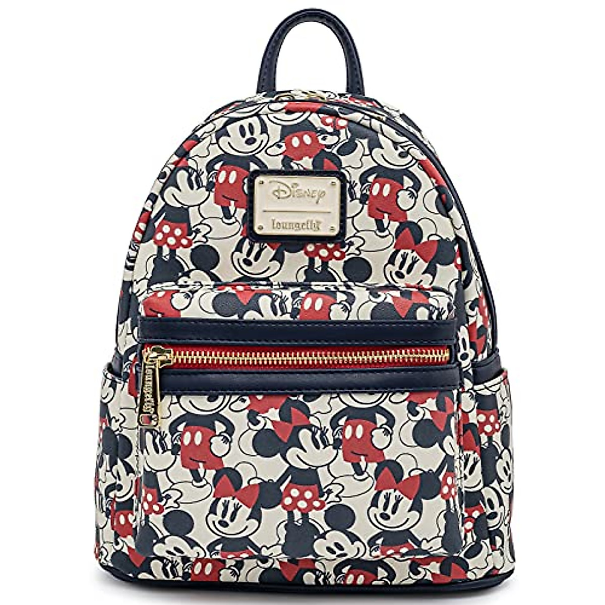Loungefly Disney Mickey Minnie Mouse Mini Backpack Handbag AOP Red Navy