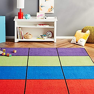 KidCarpet.com Blocks Seating Classroom Rug Multi with 24 Squares, 7'6" x 12' Rectangle