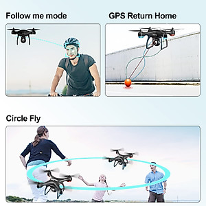 4DRC F1 GPS 4K Drone with Camera for Adults, FPV 5G WiFi FPV RC Quadcopter Beginners,with Auto Return Home, Altitude Hold and GPS Follow Me, Waypoint Fly,2 Batteries, 30 Mins Long Flight,Black