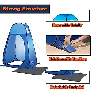 KingCamp Portable Pop Up Shower Tent for Camping, Lightweight Waterproof Dressing Changing Privacy Tent with Carry Bag for Outdoor, Shower, Fishing, Bathing, Toilet, Beach, Park, Blue, 47x47x75 inches