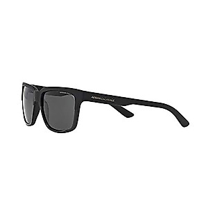 A|X ARMANI EXCHANGE Men's AX4026S Square Sunglasses, Matte Shiny Black/Grey, 56 mm