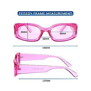FEISEDY Retro Rectangle Sunglasses Women Men Vintage 90s Small Glasses Thick Narrow Fashion Y2K Plastic Glasses B2462