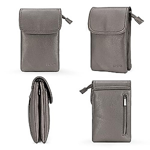 befen Silver Cell Phone Crossbody Wallet Purse, Women Small Leather Crossbody Bag (Metallic Bronze Pewter)
