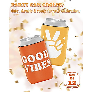 12-Pack Retro Bachelorette Party Can Cooler 70s Theme Beverage Sleeves Favor for Disco Bridal Shower Party Supplies Hippies Groovy Party Decorations