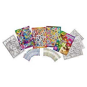 Crayola Uni-Creatures & Cosmic Cats Coloring Book Set - 2 Pack (96pgs), Animal Sticker Sheet, Metallic Crayons & Glitter Crayons