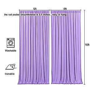 10x10 Lavender Backdrop Curtain for Parties Wedding Wrinkle Free Light Purple Photo Curtains Backdrop Drapes Fabric Decoration for Baby Shower Photoshoot 5ft x 10ft,2 Panels