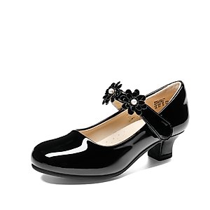 DREAM PAIRS Girls Mary Jane Dress Shoes Pumps Low Heels Flower Party Wedding Princess,Size 2 Little Kid,Black,SDFL2317K