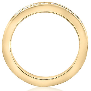P3 POMPEII3 14k Yellow Gold 1 Ct TW Round-Cut Natural Diamond Channel Set Ring Women's Stackable High Polished Eternity Wedding Anniversary Band