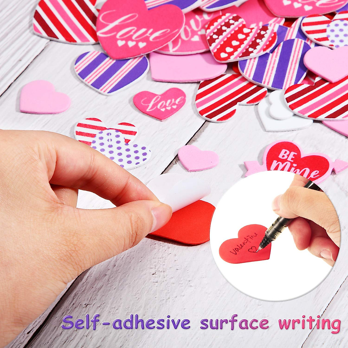 Blulu 900 Pieces Valentine's Day Heart Foam Stickers Self Adhesive Heart Shape Sticker for Wedding Valentine's Day Decoration Art Crafts