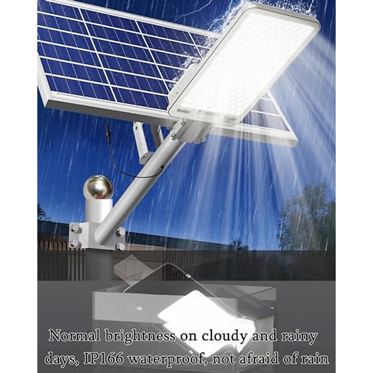 ZXXHNNAIH Solar Street Light IP65 Waterproof Solar Street Lights with Adjustable Solar Panels Can be remotely Controlled,for Basketball Court Parking Lot