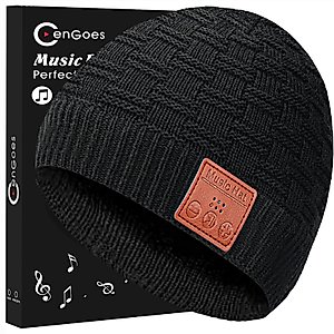 Wireless Beanie Hat with Wireless Headphones, Wireless Winter Hat Built-in HD Stereo Speakers, Men Gifts for Boyfriend Wireless Music Cap for Outdoor Sport Black