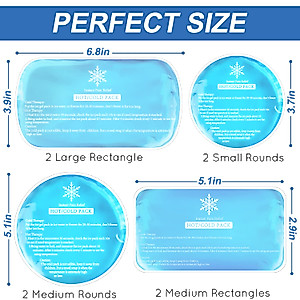 Tutmyrea Ice Packs for Injuries Reusable, 8 Pack Soft Gel Pack, Hot and Cold Compress, Ice Pack for Kids Boo Boo, Cold Packs for Injuries, Migraines, First Aid, Pain Relief, Wisdom Teeth
