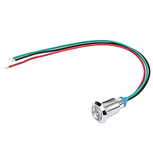 LED Pilot Indicator, LED Pilot Light Bulbs Lamp IP66 6mm LED Lamp with Wire Pilot Dash Directional Car Truck Boat with Wire LED Indicator Light(Red Green)