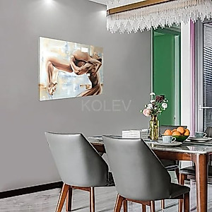 KOLEV Nude Sexy Couple Art Poster Female Yoga Wall Art Aesthetic Poster Gift Canvas Poster Wall Art Decor Print Picture Paintings for Living Room Bedroom Decoration Frame-style 20x16inch(50x40cm)
