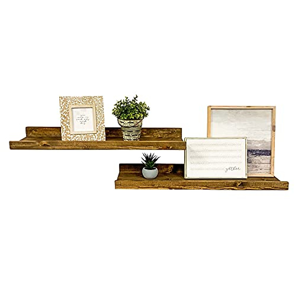 del Hutson Designs 20" Rustic Luxe Wall Mount Shelves, Dark Walnut (Open Box)