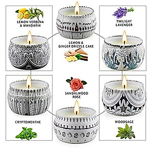 Scented Candles, 6 Pack 5.65 Oz Candles for Home Scented, 180 Hour Burning, 8% Essential Oil, Birthday Gifts for Women, Bridesmaid Gifts, Gifts for Mom, Wedding Gifts, Christmas Gifts