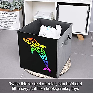 Rainbow Dolphin Collapsible Storage Bins Basics Folding Fabric Storage Cubes Organizer Boxes with Handles