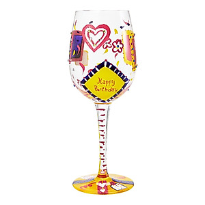 Lolita Birthday Girl Artisan Painted Wine Glass Gift